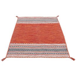 Teppich CarpetFine, B:240cm H:5mm L:340cm, orange, Baumwolle, Wohnzimmer, Teppiche, "Kelim Azizi, auch als L&auml;ufer erh&auml;ltlich", handgewebt, Baumwolle,