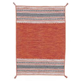 Teppich CarpetFine, B:200cm H:5mm L:290cm, orange, Baumwolle, Wohnzimmer, Teppiche, "Kelim Azizi, auch als L&auml;ufer erh&auml;ltlich", handgewebt, Baumwolle,