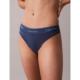 Damen Tanga "THONG", Calvin Klein Underwear, Gr. M, blau, Webqualität, Obermaterial: 53% Baumwolle, 35% Modal, 12% Elasthan, unifarben, Unterhosen,