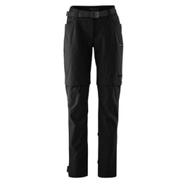 Gonso Damen Fahrradhose "Ruth", schwarz, Gr. 20, 90% Polyamid, 10% Elastan, Hosen, Damen zipp-off Radhose mit Sitzpolster und Gürtel, wasserabweisend