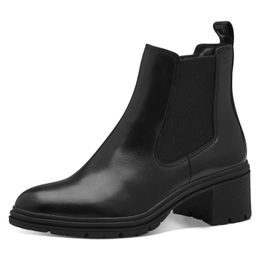Tamaris Damen Chelseaboots, Gr. 39, schwarz, Elastischer Einsatz, Glattleder, unifarben, Schuhe