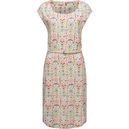 Ragwear Damen Shirtkleid "Lilithe Ikat", beige, Gr. XL, Material: 50% Baumwolle, 50% Modal, Kleider, stylisches Damen Sommerkleid mit Tailleng&uuml;rtel