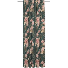 Vorhang Adam, B:142cm H:255cm, gr&uuml;n, Jacquard, Baumwolle, Wohnzimmer, Gardinen, "Eden", aus 100% Bio-Baumwolle