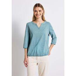 Street One Damen T-Shirt, blau, Gr. 34, unifarben, Web, 100% Baumwolle, Shirts, aus reiner Baumwolle