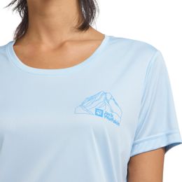 Jack Wolfskin Damen T-Shirt "PEAK GRAPHIC T W"mtn, iceblau, Gr. XL, Obermaterial: 100% POLYESTER, Shirts