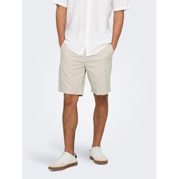 Only & Sons ONLY & SONS Herren Chinoshorts "ONSMARK 0011 COTTON LINEN SHORTS NOOS", beige, Gr. XL, unifarben, Web, Obermaterial: 73% Baumwolle, 25% Leinen, 2%