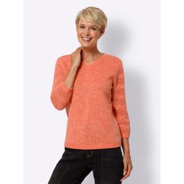 Classic Basics Damen Strickpullover "V-Pullover", orange, Gr. 46, meliert, 80% Polyacryl, 20% Baumwolle, Pullover