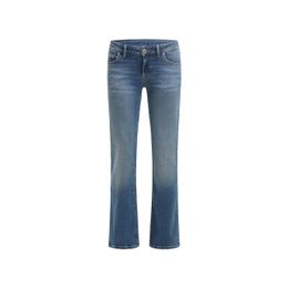 SOCCX Damen Regular-fit-Jeansblau, Gr. 31, Abriebeffekte, Denim/Jeans, Material: 99% Baumwolle, 1% Elasthan, Jeans, mit niedriger Leibh&ouml;he