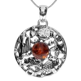 OSTSEE-SCHMUCK Damen Kette mit Anh&auml;nger "OSTSEE-SCHMUCK Kette mit Anh&auml;nger Fischland 34x24 mm", 42cm, Silber 925 (Sterlingsilber), L: 42, silber,