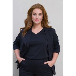 Damen V-Shirt "Lilly", blau, Gr. 52, Base Level Curvy, unifarben, Single Jersey, Obermaterial: 75% Polyamid, 25% Elasthan, Shirts, mit Stretch