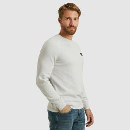 PME-Legend PME LEGEND Herren Rundhalspullover, wei&szlig;, Gr. L, unifarben, Strick, Obermaterial: 100% Baumwolle, Pullover, mit Logo Stickerei