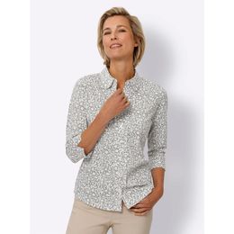 Classic Basics Damen Druckbluse, beige, Gr. 46, bedruckt, gemustert, 50% Baumwolle, 50% Polyester, Blusen