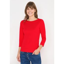 3/4-Arm-Shirt CECIL, Damen, Gr. L (42), pumkin orange, Web, 100% Baumwolle, unifarben, comfort fit normal, U-Boot-Ausschnitt, abgesteppt, Shirts, mit 3/4 Ärmeln