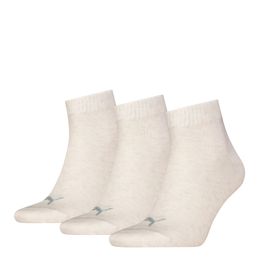 Puma Herren Kurzsocken "Puma UNISEX QUARTER PLAIN 3P", Gr. 35, beige, Baumwollmischung, Socken, Atmungsaktiv, Rippenbündchen, weiche Baumwollmischung