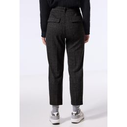 Damen Chinohose, schwarz, Gr. 40, STREET ONE STUDIO, kariert, Stoff, 67% Polyester, 16% Viskose, 14% Baumwolle, 3% Elasthan, Hosen, High Waist