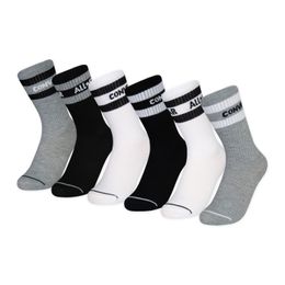 Converse Damen Socken "CHN BASIC WORDMARK CREW 6PK", Gr. 27, grau, Obermaterial: 97% Polyester, 3% Elasthan, Socken, f&uuml;r Kinder