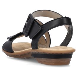 Rieker Damen Sandalette, Gr. 37, schwarz, Lederimitat, unifarben, Schuhe, Sommerschuh, Sandale, Keilabsatz, mit Klett