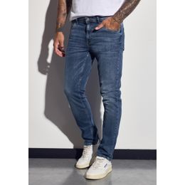 Street One MEN Herren Slim-fit-Jeans, blau, Gr. 38, unifarben, Jeans, 98% Baumwolle, 2% Elasthan, Jeans, 5-Pocket-Style