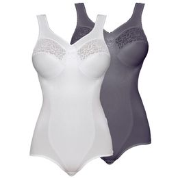 SuSa Damen Miederbody "2er Pack Korselett Basic", Gr. 105anthrazit wei&szlig;, Obermaterial: 90% Polyamid PA. 10% Elasthan EL., Bodys