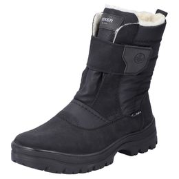 Rieker Herren Winterstiefel, Gr. 44, schwarz, Lederimitat, Textil, Schuhe, Klettboots mit Lammwollfutter, Flip Grip-Laufsohle und TEX-Membran