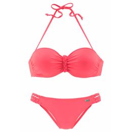 Buffalo Damen B&uuml;gel-Bandeau-Bikini, rot, Gr. 42, Flechtoptik, Polyamid, Bikini-Sets, trendiger Look, mit abnehmbaren Tr&auml;gern, mit geflochtenen Details