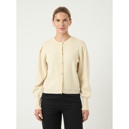 Y.A.S Damen Cardigan "YASFONNY LS KNIT CARDIGAN S. NOOS", beige, Gr. M, unifarben, Strick, Obermaterial: 72% Viskose, 28% Polyester, Strickjacken