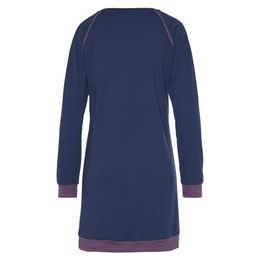 Vivance Dreams Damen Nachthemd, Gr. 36, blau, Single Jersey, Obermaterial: 60% Baumwolle, 40% Polyester, kontrastfarbene Details, meliert, unifarben