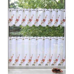 Panneaux, B:160cm H:30cm, bunt, Stickereien Plauen, Voile, Polyester, Gardinen, "Herbstbl&auml;tter", Kurzgardine "Herbstbl&auml;tter"
