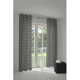 Vorhang Adam, B:145cm H:145cm, schwarz-wei&szlig;, Jacquard, Baumwolle (Bio-Baumwolle), Wohnzimmer, Gardinen, "Circles", aus 100% Bio-Baumwolle