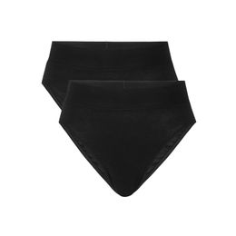 Calida Damen Slip "Slip Elastic High Waist 2er Pack", Gr. S, schwarz, Obermaterial: 94% Baumwolle CO. 6% Elasthan EL., Unterhosen