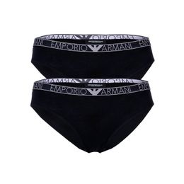 Emporio Armani Damen Slip "Slip Essential Studs Logo 2er Pack", Gr. S, schwarz, Obermaterial: 95% Baumwolle CO. 5% Elasthan EL., Unterhosen