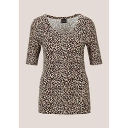 Madeleine Mode MADELEINE Damen Kurzarmshirt "Shirt Halbarmshirt mit Animal-Print", schwarz, Gr. 40, Obermaterial: 95% Viskose CV. 5% Elasthan EL., Shirts