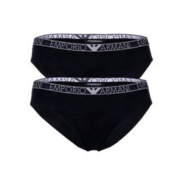 Emporio Armani Damen Slip "Slip Essential Studs Logo 2er Pack", Gr. XS, schwarz, Obermaterial: 95% Baumwolle CO. 5% Elasthan EL., Unterhosen