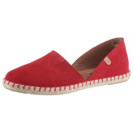VERBENAS Damen Espadrille "CARMEN SERRAJE", Gr. 37, rot, Veloursleder, Schuhe, Schlupfschuh, Sommerschuh, Loafer mit typischem Jute-Rahmen