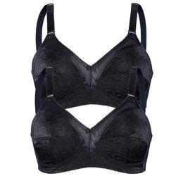 Sassa Mode SASSA Damen Soft-BH "2er Pack Soft BH SHINY JACQUARD", Gr. 90, schwarz, Obermaterial: 50% Polyester PES. 47% Polyamid PA. 3% Elasthan EL., BHs