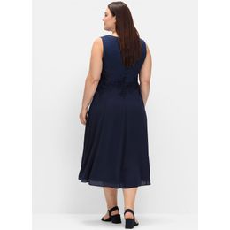 sheego Damen Cocktailkleid "Cocktailkleid", blau, Gr. 48, unifarben, 97% Baumwolle, 3% Elasthan, Kleider
