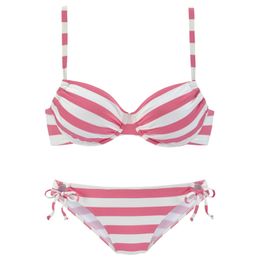 Venice Beach Damen B&uuml;gel-Bikini, rosa, Gr. 38, gestreift, Recycling-Polyester, Bikini-Sets, mit gewebten Streifen