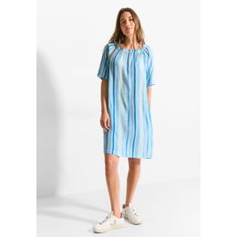 Cecil Damen Sommerkleid, blau, Gr. XL, gestreift, Stoff, 100% Viskose, Kleider, in Crepe Optik