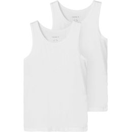 name it Jungen Unterhemd "NKMTANK TOP 2P", weiß, Gr. 104, unifarben, Jersey, Obermaterial: 95% Baumwolle, 5% Elasthan, Unterhemden
