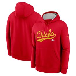 Nike Damen Kapuzenpullover "Nike Hoodie Kansas City Chiefs Nike Club Fleece", rot, Gr. L, 82% Baumwolle, 18% Polyester, Pullover