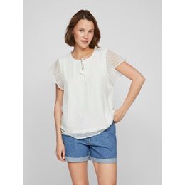 Vila Damen Kurzarmshirt "VIEDEE C/S V-NECK TOP - NOOS", wei&szlig;, Gr. 36, unifarben, Jersey, Obermaterial: 100% Polyester, Shirts