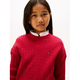Tommy Hilfiger Kinder Strickpullover "CABLE SWEATER", rot, Gr. 5, unifarben, Strick, Obermaterial: 100% Baumwolle, Pullover, Kinder bis 16 Jahre