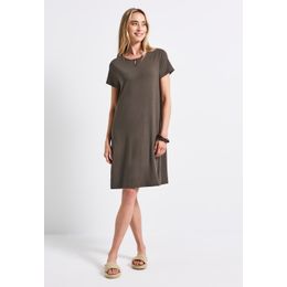 Street One Damen Sommerkleid, braun, Gr. 42, unifarben, Stoff, 95% Viskose, 5% Elasthan, Kleider, soft und trageangenehm