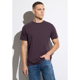 Street One MEN Herren T-Shirtbordeaux rot, Gr. XL, unifarben, Web, 100% Baumwolle, Shirts, aus reiner Baumwolle