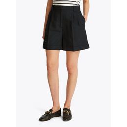 Tommy Hilfiger Damen Shorts "LINEN MIX PLEATED SHORT", schwarz, Gr. 36, unifarben, Web, Obermaterial: 47% Polyester, 32% Leinen, 20% Viskose, 1%