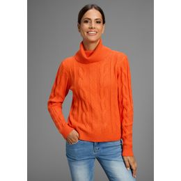 Kangaroos Damen Rollkragenpulloverorange meliert, Gr. 32, Zopfmuster, meliert, Strick, Obermaterial: 50% Viskose, 28% Polyester, 22% Polyamid,