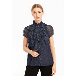 Saint Tropez Damen Rüschenbluse "LiljaSZ Crinkle SS Shirt", blau, Gr. S, gemustert, Chiffon, Obermaterial: 100% Polyester, Blusen