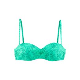 JETTE Damen B&uuml;gel-Bandeau-Bikini-Top "Floretta", gr&uuml;n, Gr. 36, bedruckt, Recycling-Polyamid, Bikini-Oberteile, in Ton in Ton-Harmonie