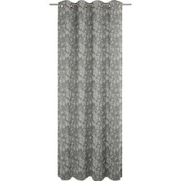 Vorhang Adam, B:145cm H:225cm, grau, Jacquard, Baumwolle (Bio-Baumwolle), Wohnzimmer, Gardinen, "Flower Cuv&eacute;e Light", aus 100% Bio-Baumwolle, Made in