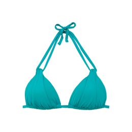 s.Oliver Damen Triangel-Bikini-Top "Spain", blau, Gr. 32, unifarben, Microfaser, Microfaser, Bikini-Oberteile, mit Raffung und Doppeltr&auml;ger